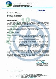 Certificate of Non Coverage Scrap Materials and Hauling of Garbage ...